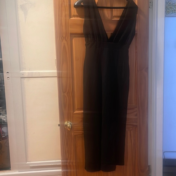Dresses | Black Lowcut Long Dress Split In The Front Low Back | Poshmark